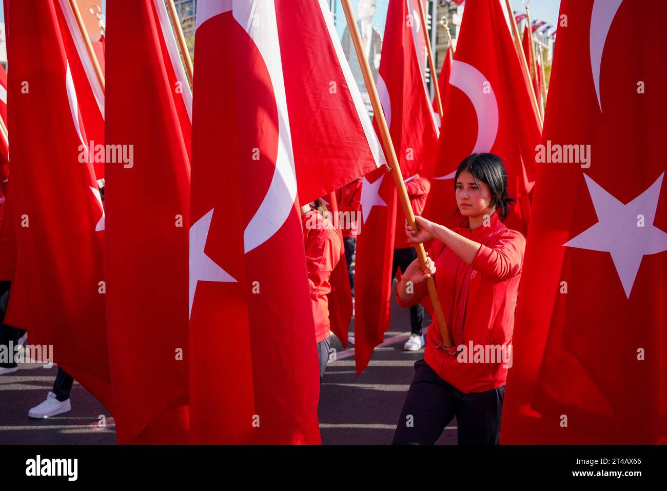 Ankara, Turkey. 29th Oct, 2023. National athletes perform at the ...