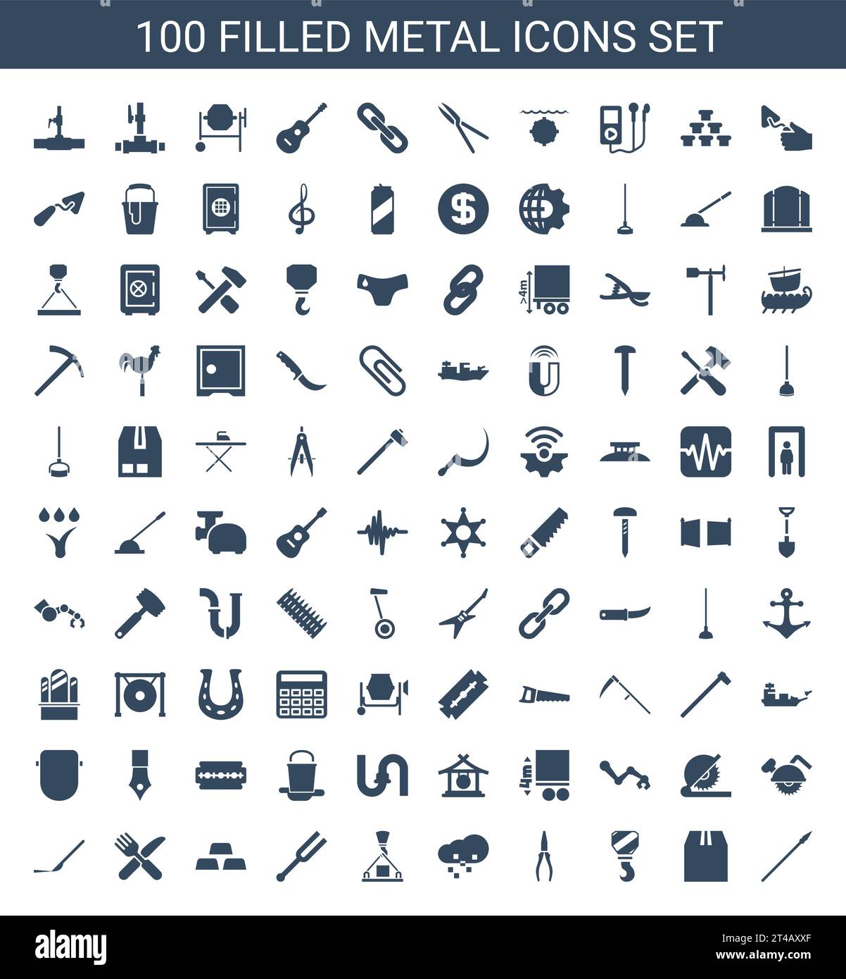 100 metal icons Royalty Free Vector Image Stock Vector Image & Art - Alamy