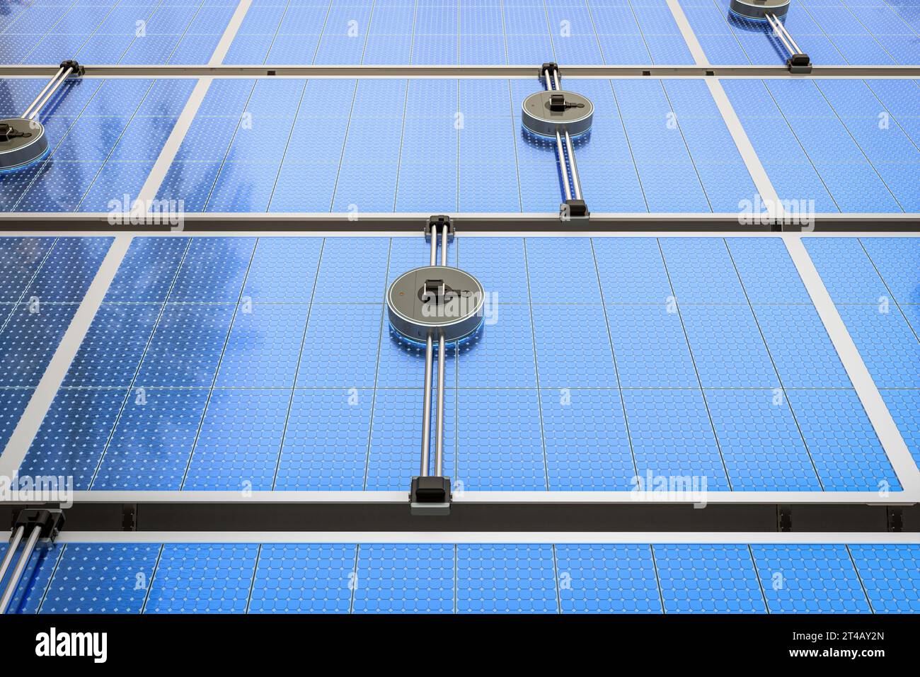 3d rendering automation robotic arms clean solar panels Stock Photo - Alamy