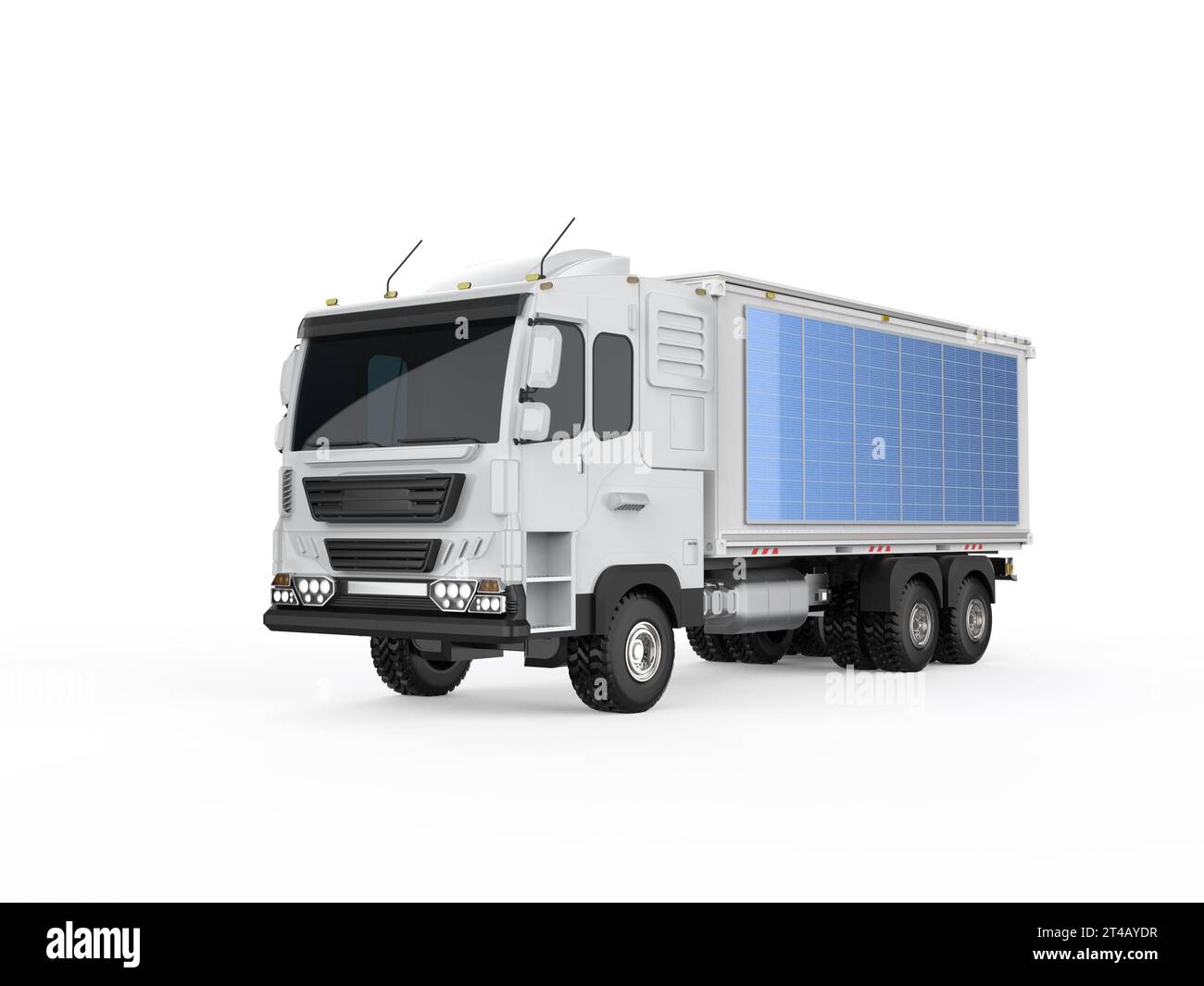 3d rendering ev logistic trailer truck or electric vehicle lorry with ...