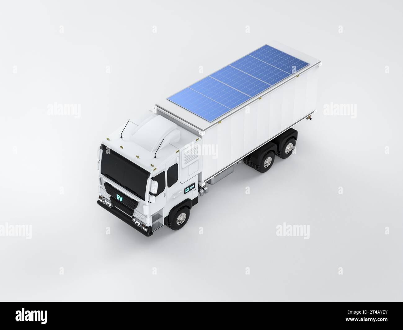 3d rendering ev logistic trailer truck or electric vehicle lorry with ...