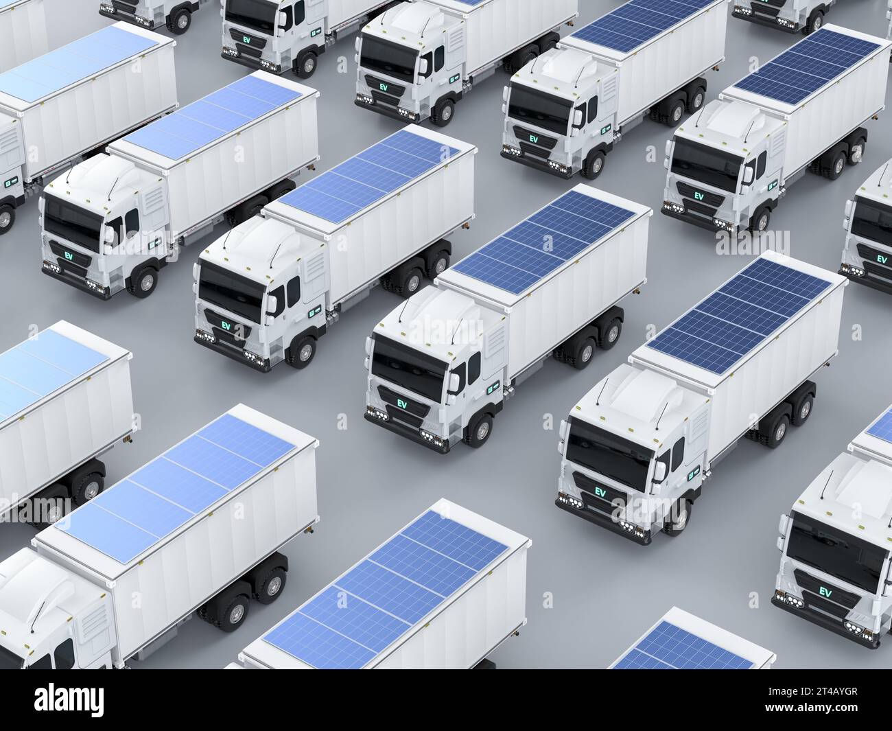 3d rendering ev logistic trailer trucks or electric vehicle lorries ...