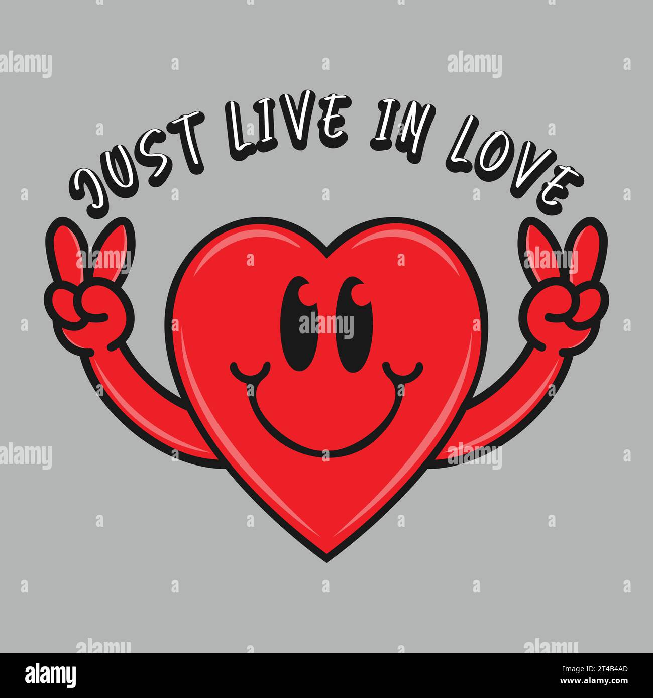 Cartoon character with just live in love phrase. Positive quotes ...