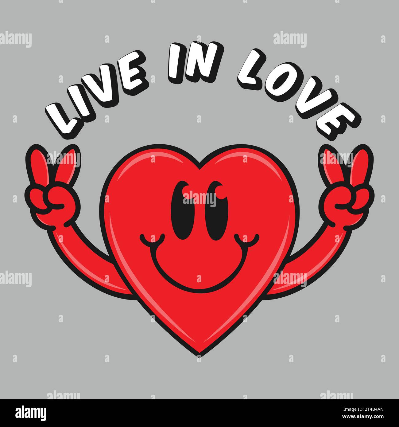 Cartoon character with live in love phrase. Positive quotes, typography ...
