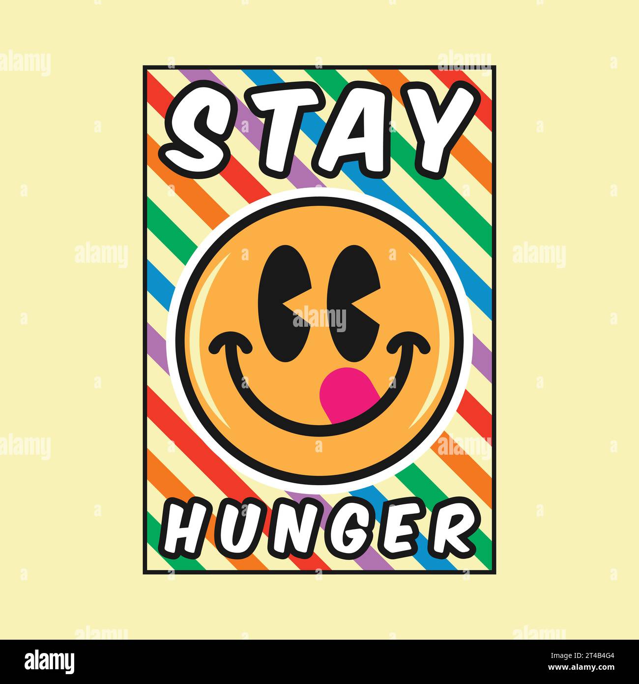 Emoji smile face with stay hunger phrase. Positive quotes, typography ...