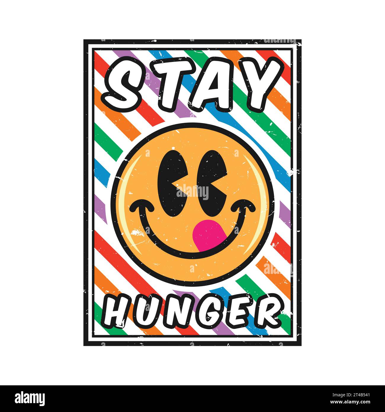 Emoji smile face with stay hunger phrase. Positive quotes, typography ...