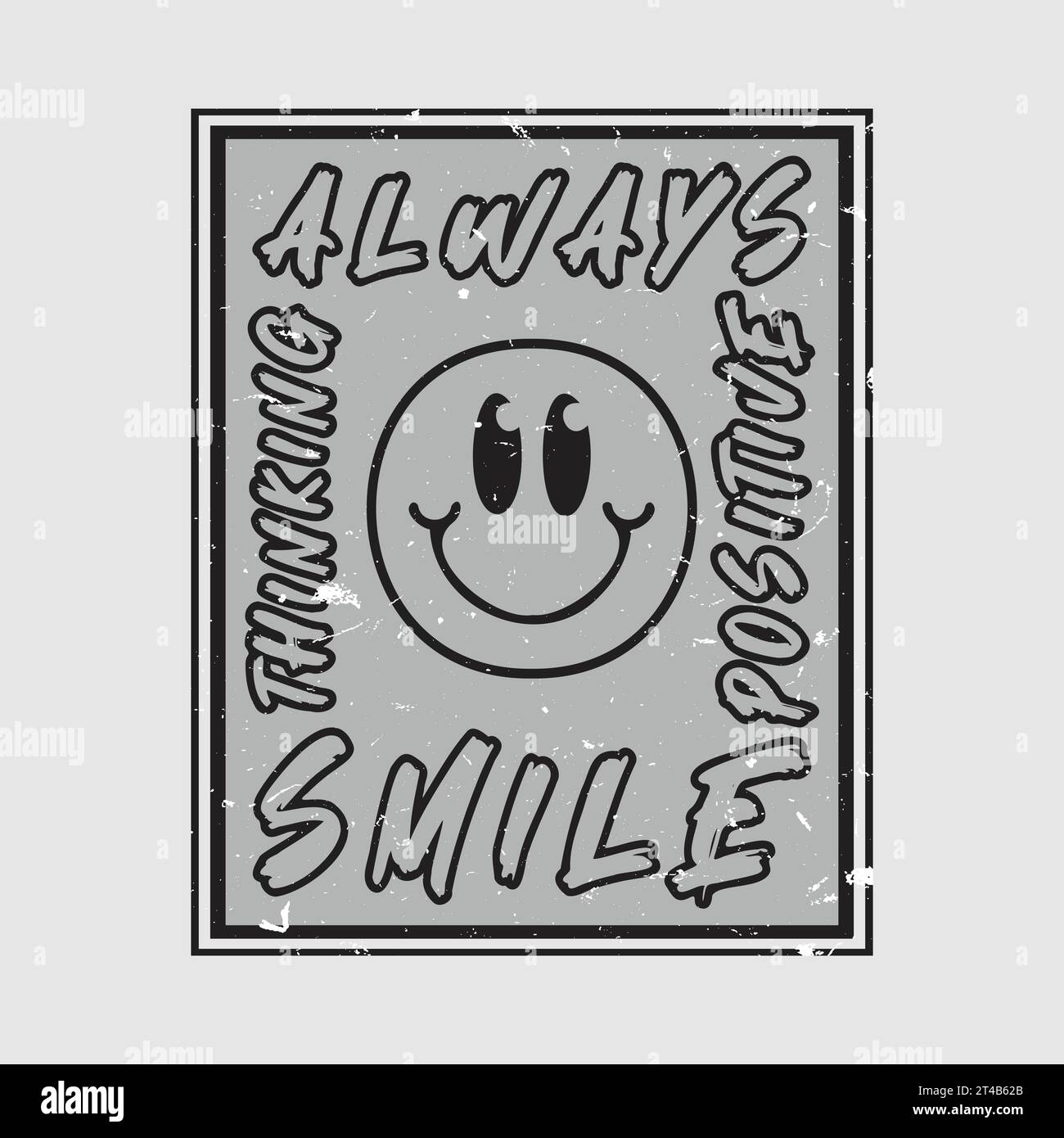 Smile face emoji with always smile, positive thinking phrase. Positive ...