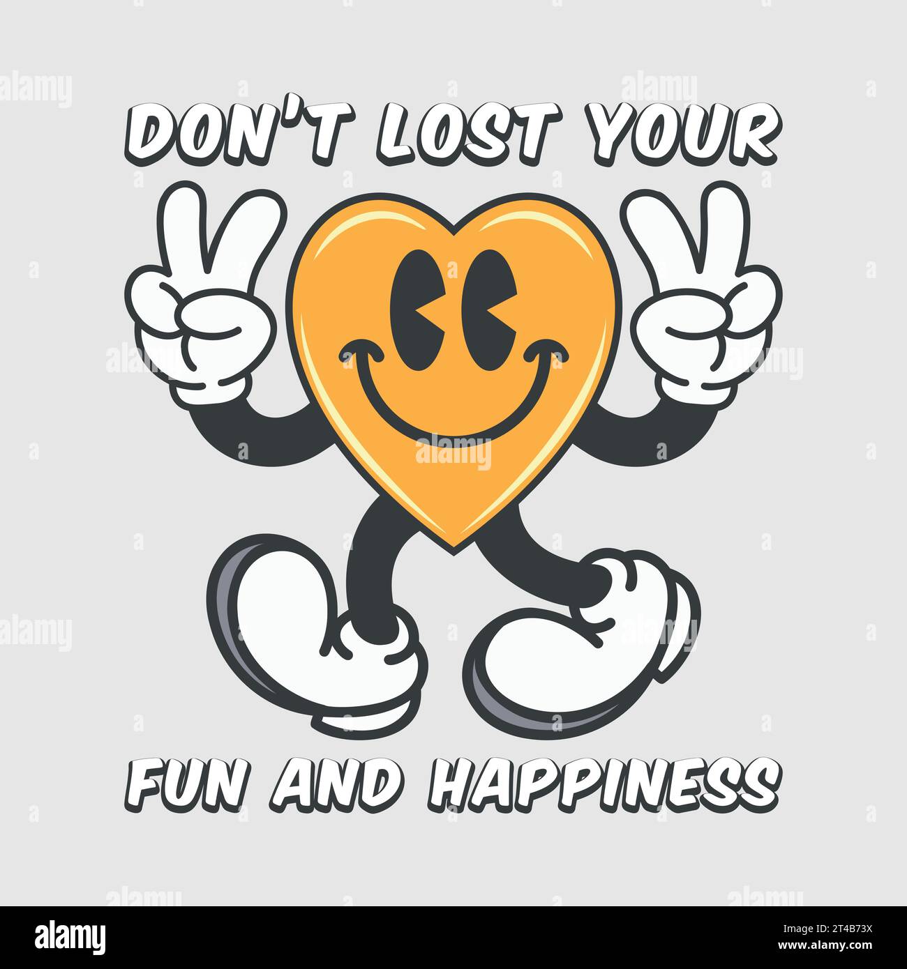 Cartoon character with don't lost your fun and happiness phrase ...