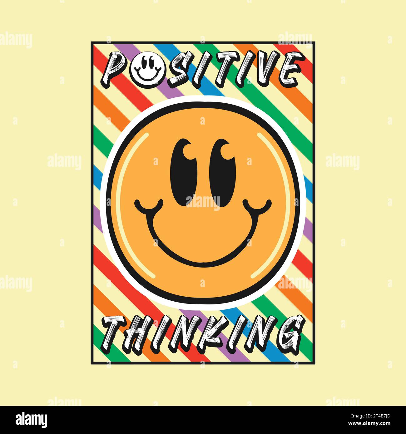 Smile face emoji with positive thinking phrase. Positive quotes ...