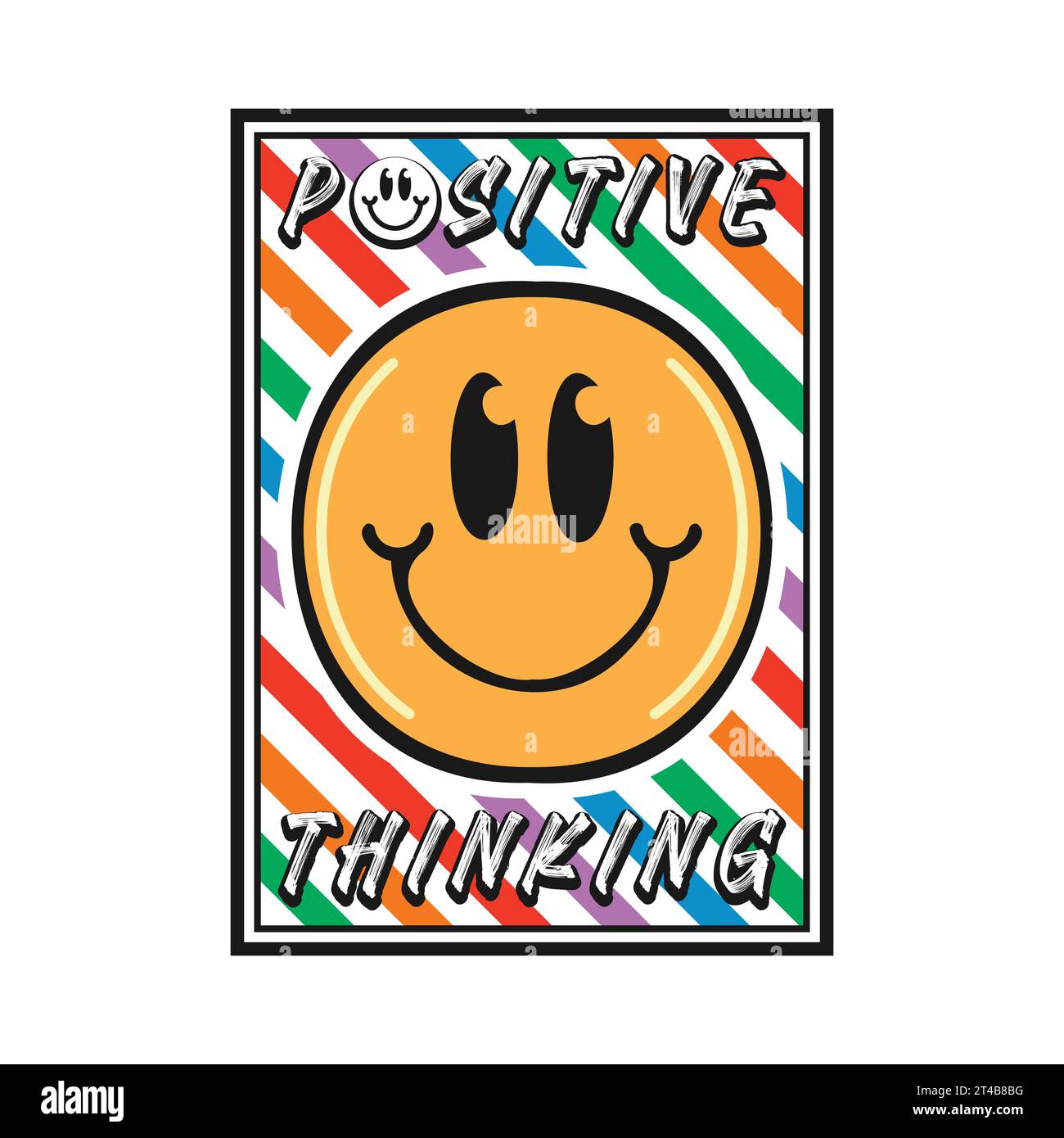 Smile face emoji with positive thinking phrase. Positive quotes ...