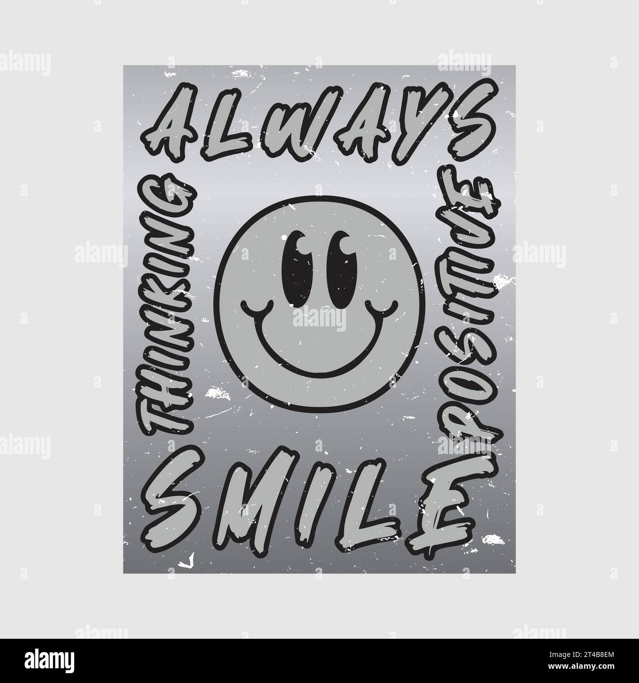 Smile face emoji with always smile, positive thinking phrase. Positive ...