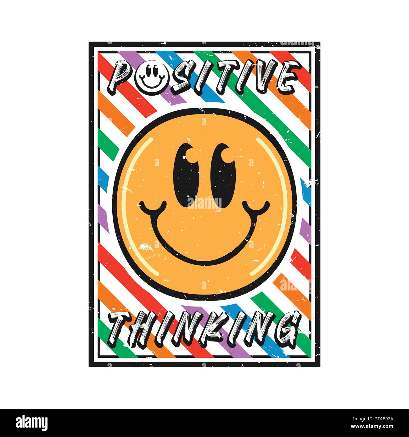 Smile face emoji with positive thinking phrase. Positive quotes ...