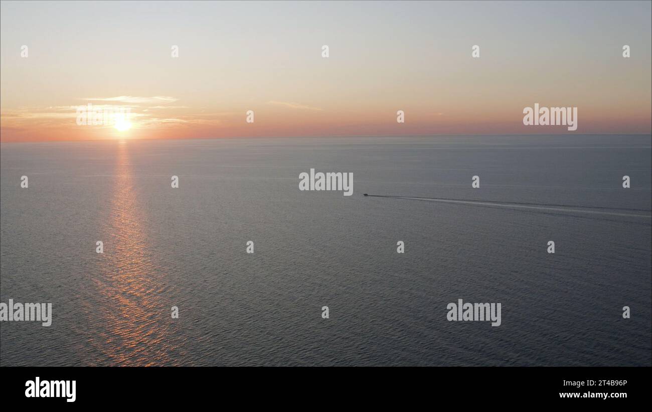 Aerial view of a speedboat. Blue sea. blue sea blue sky horizon Stock ...