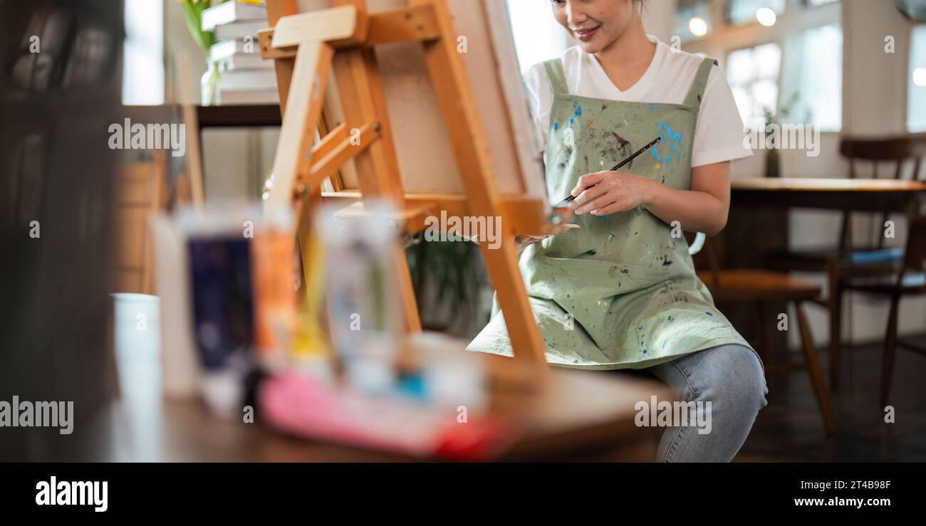 hand of artist with brush painting picture art, creativity, artistic ...