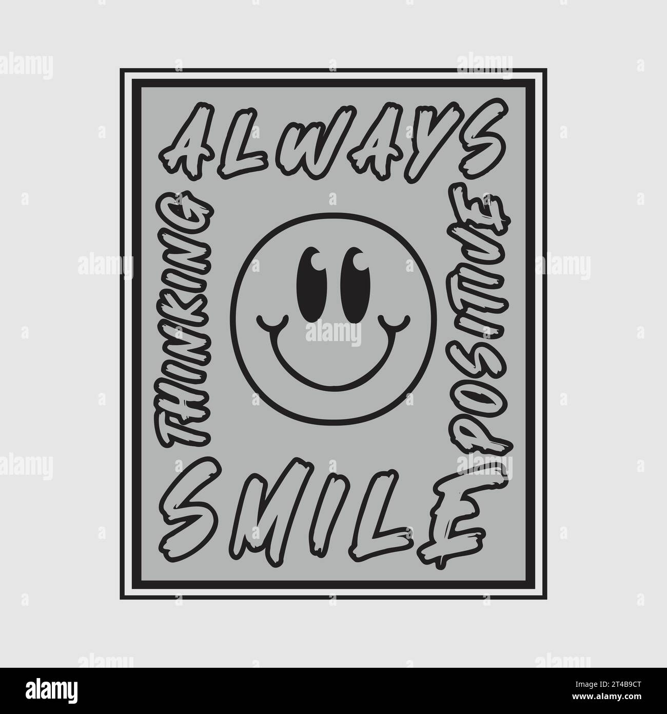 Smile face emoji with always smile, positive thinking phrase. Positive ...
