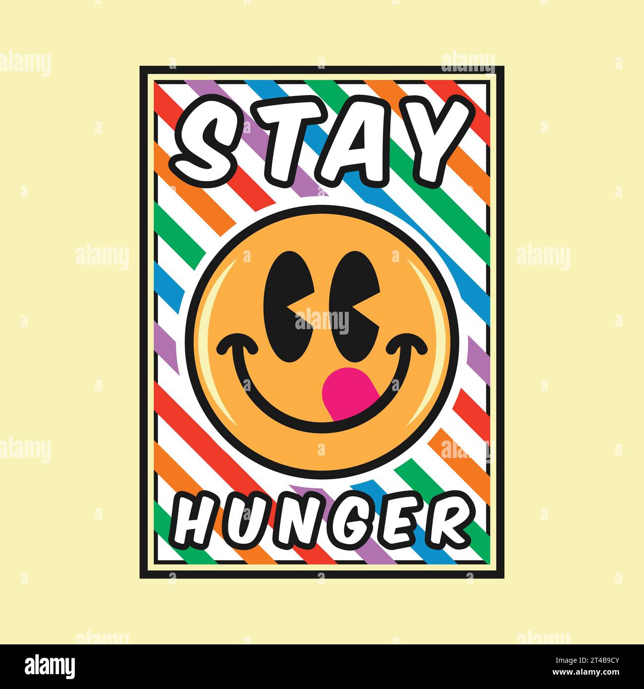 Emoji smile face with stay hunger phrase. Positive quotes, typography ...