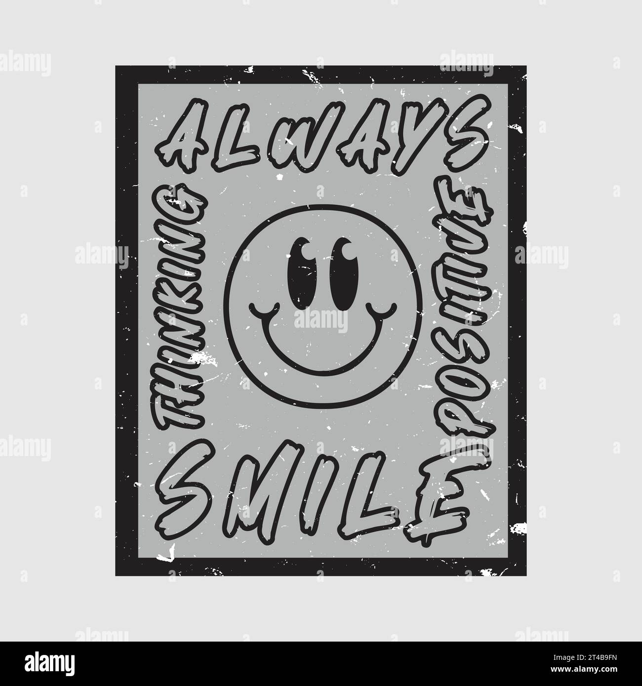 Smile face emoji with always smile, positive thinking phrase. Positive ...