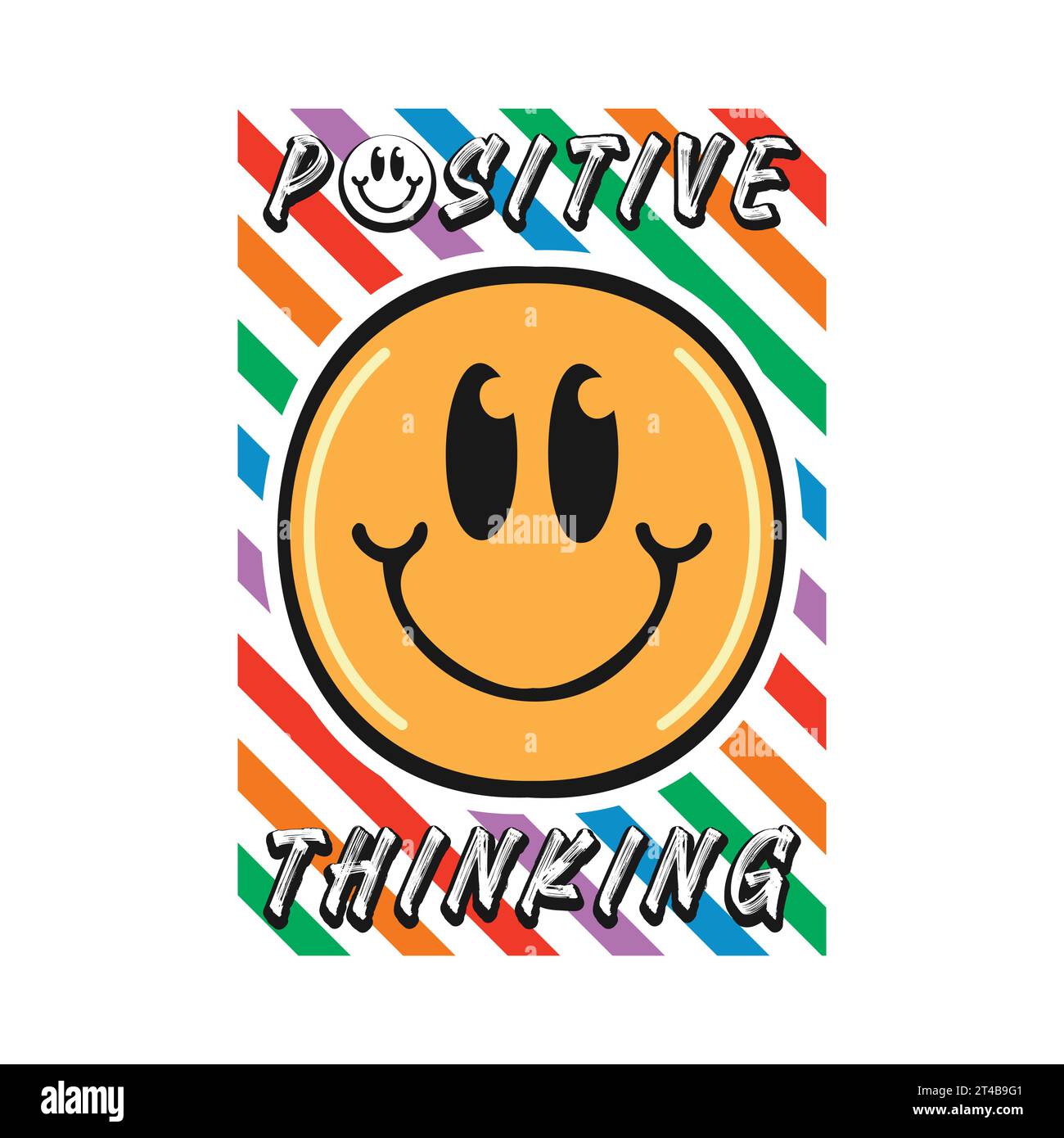 Smile face emoji with positive thinking phrase. Positive quotes ...