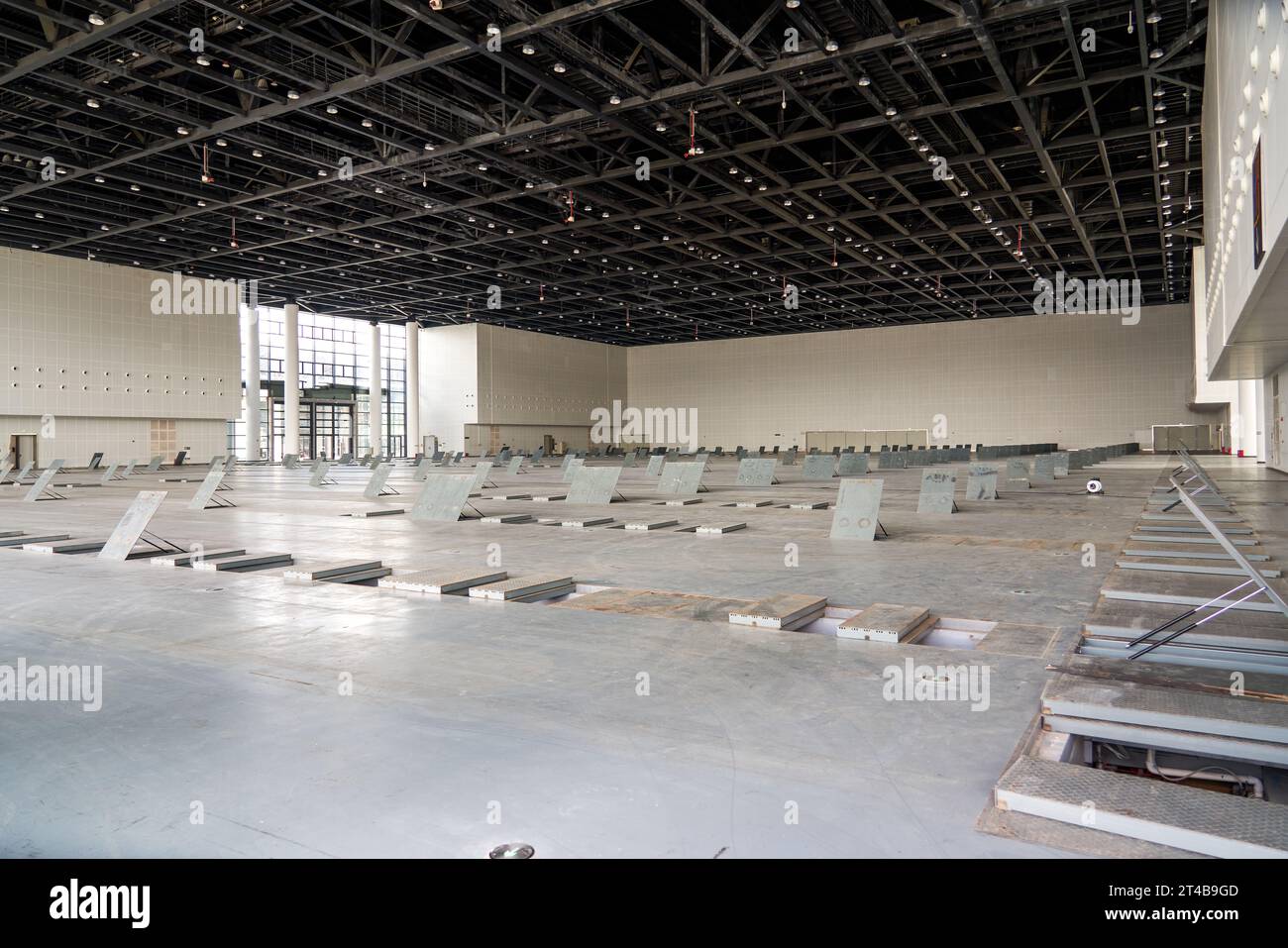 Interior view of the large exhibition hall at Nanning Convention and ...
