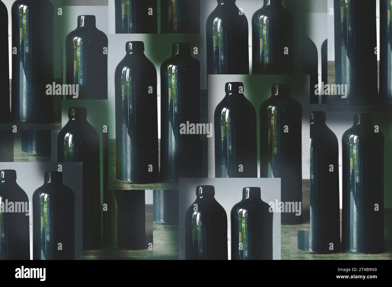 A non-standard horizontal abstract image of an ancient clay bottle ...