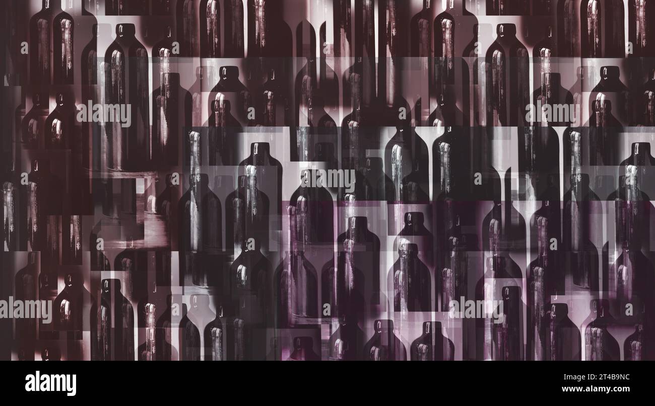 A non-standard horizontal abstract image of an ancient clay bottle ...