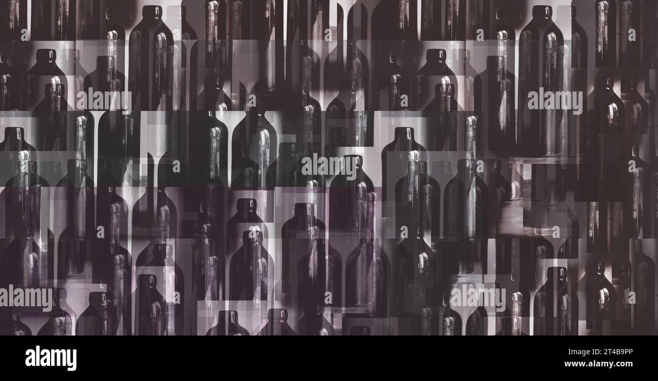 A non-standard horizontal abstract image of an ancient clay bottle ...