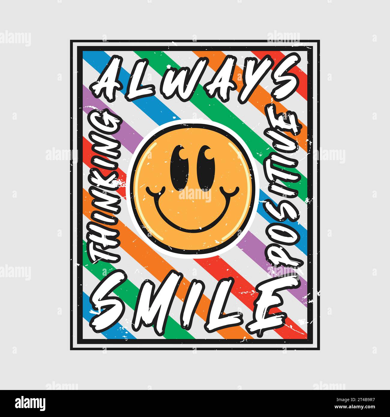 Smile face emoji with always smile, positive thinking phrase. Positive ...