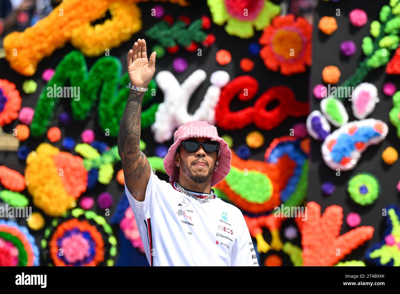 Mexico City. 29th Oct, 2023. Mercedes' Lewis Hamilton of Britain reacts ...