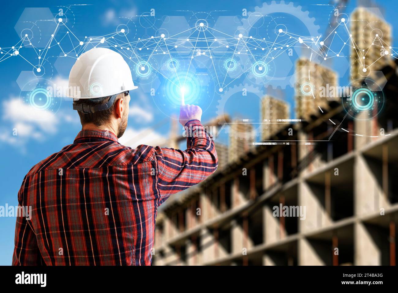 Construction technology banner background. Construction site with ...