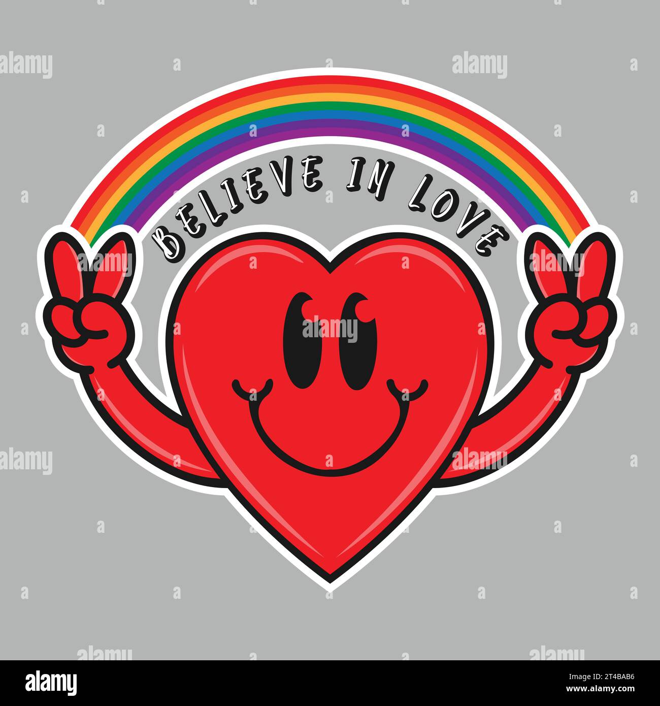 Cartoon character with believe in love phrase. Positive quotes ...