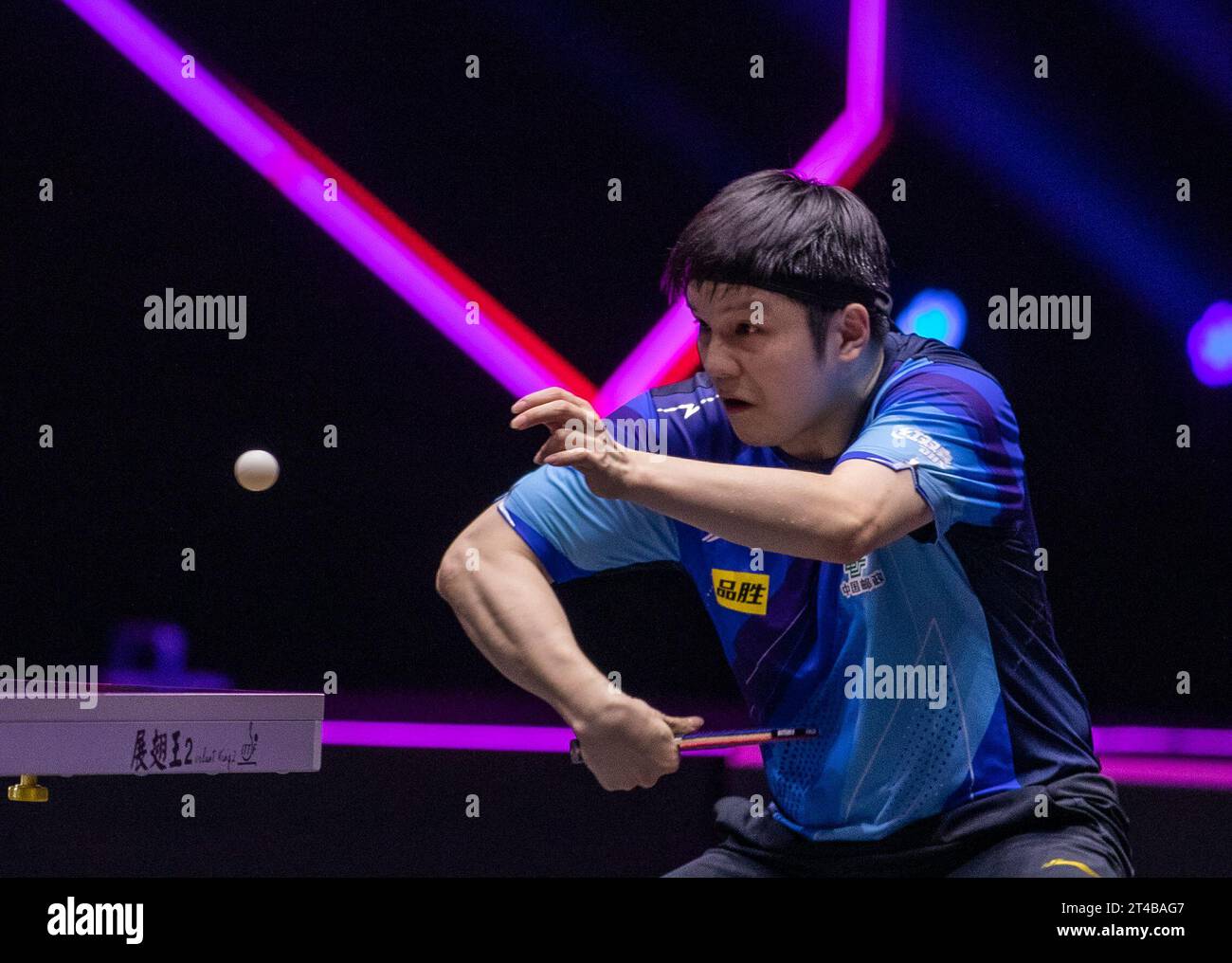 Frankfurt, Germany. 29th Oct, 2023. Fan Zhendong of China hits a return ...