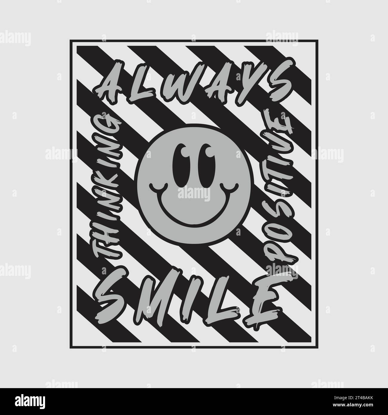 Smile face emoji with always smile, positive thinking phrase. Positive ...