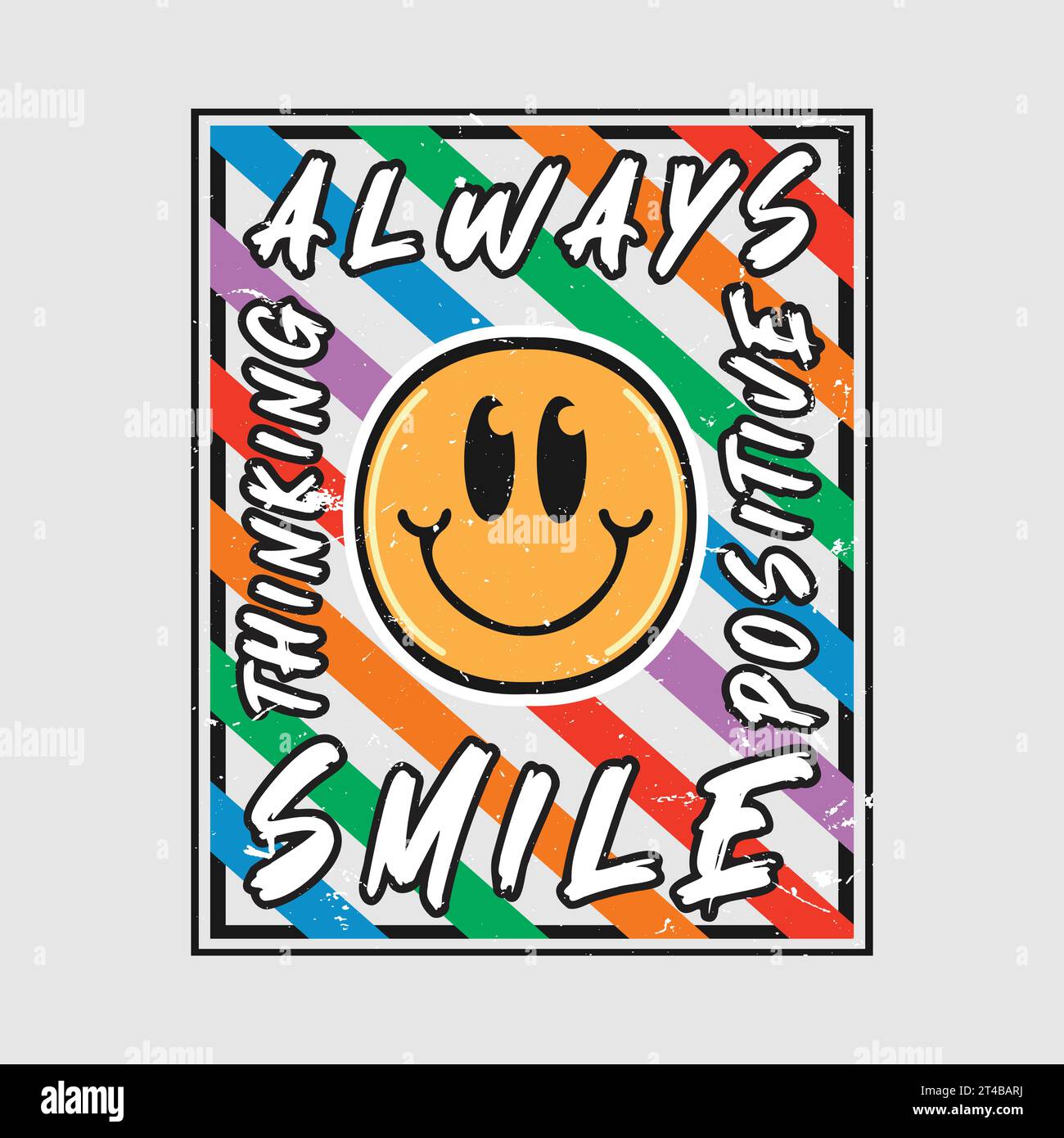 Smile face emoji with always smile, positive thinking phrase. Positive ...