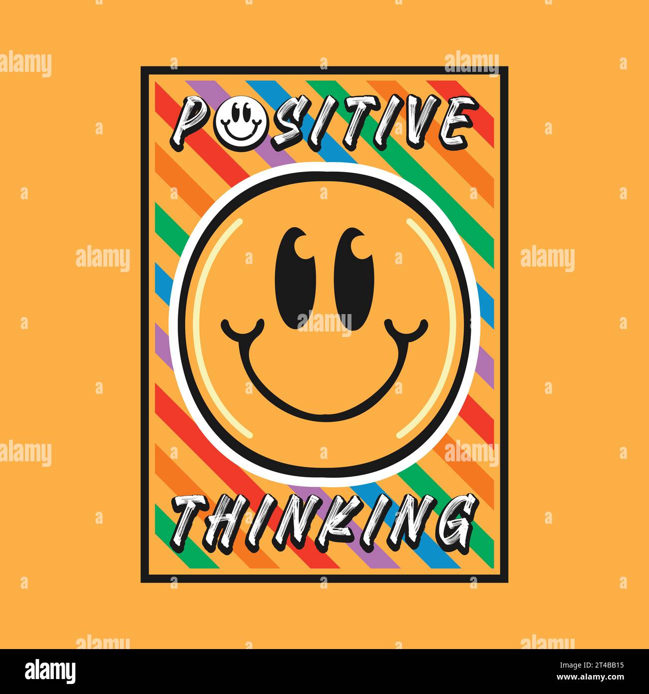 Smile face emoji with positive thinking phrase. Positive quotes ...