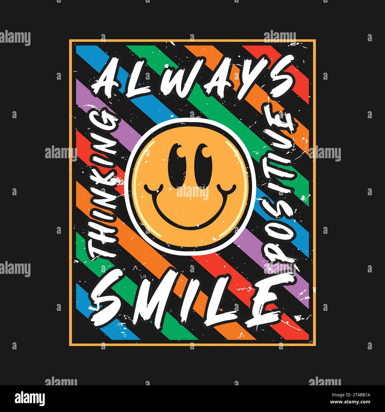 Smile face emoji with always smile, positive thinking phrase. Positive ...