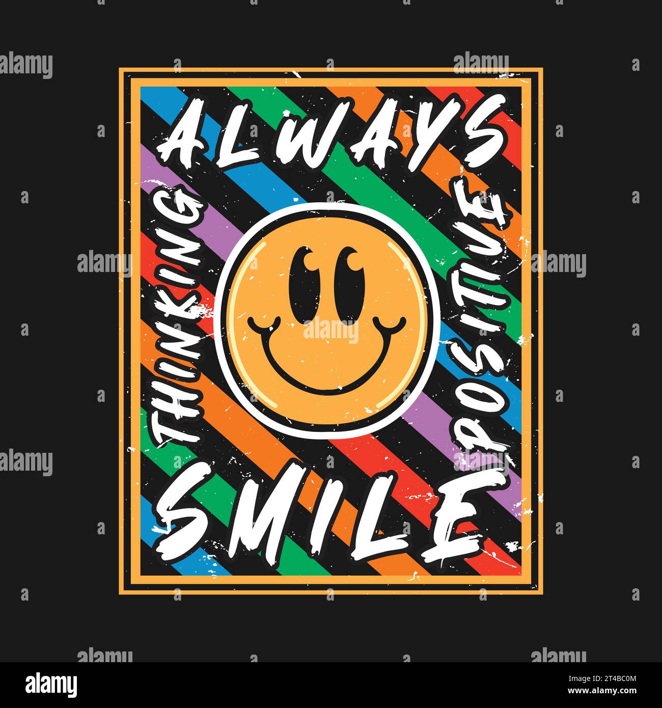 Smile face emoji with always smile, positive thinking phrase. Positive ...
