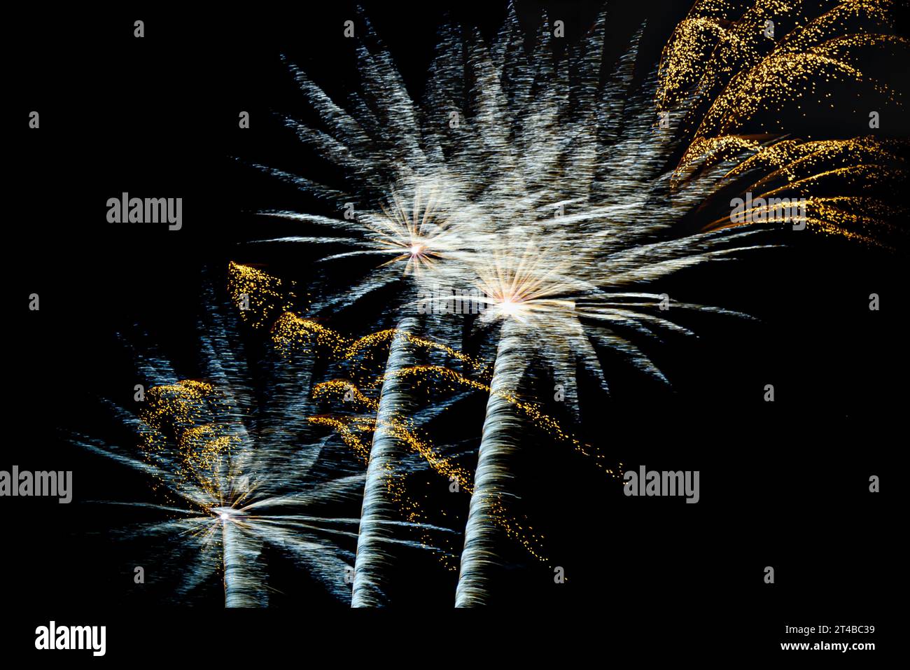 Fireworks lighting up the night sky. Pyrotechnics, abstract Stock Photo ...