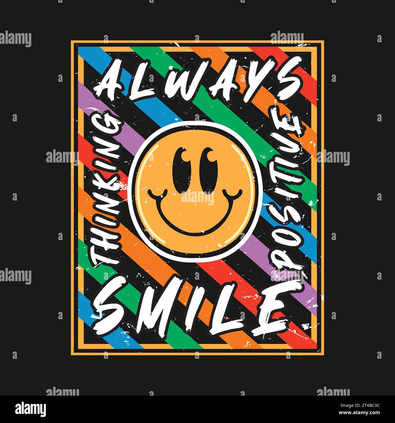Smile face emoji with always smile, positive thinking phrase. Positive ...