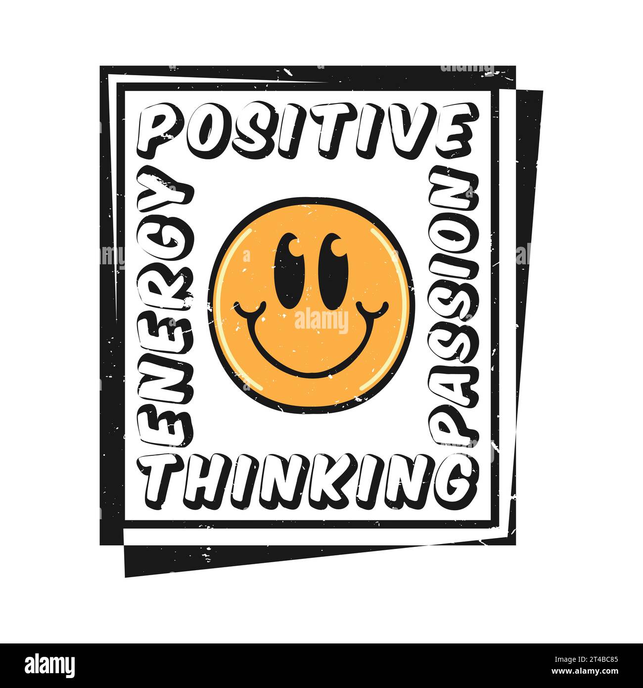 Smile face emoji with positive thinking, passion, energy phrase ...