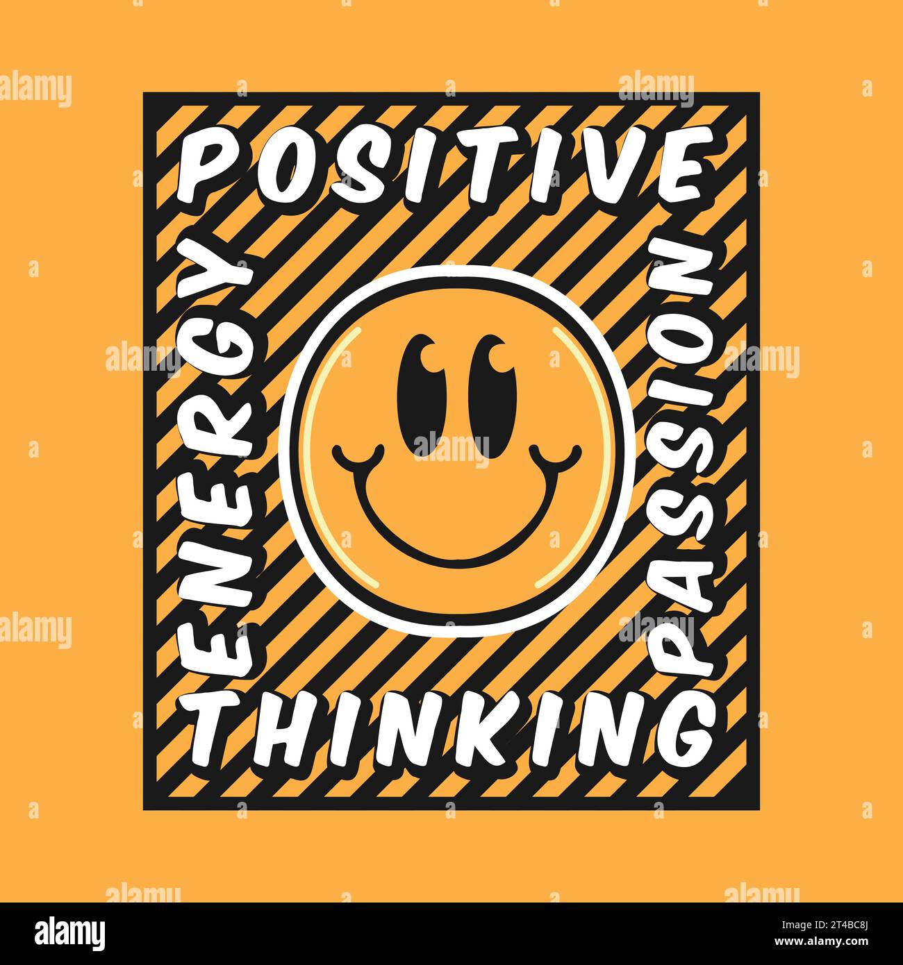 Smile face emoji with positive thinking, passion, energy phrase ...