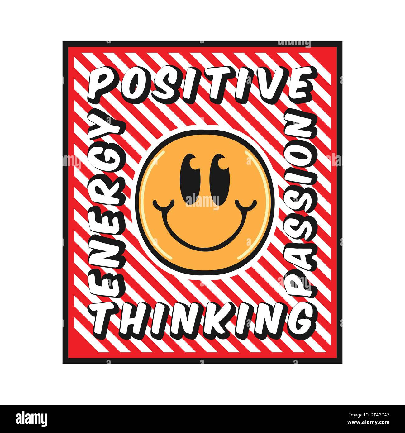 Smile face emoji with positive thinking, passion, energy phrase ...