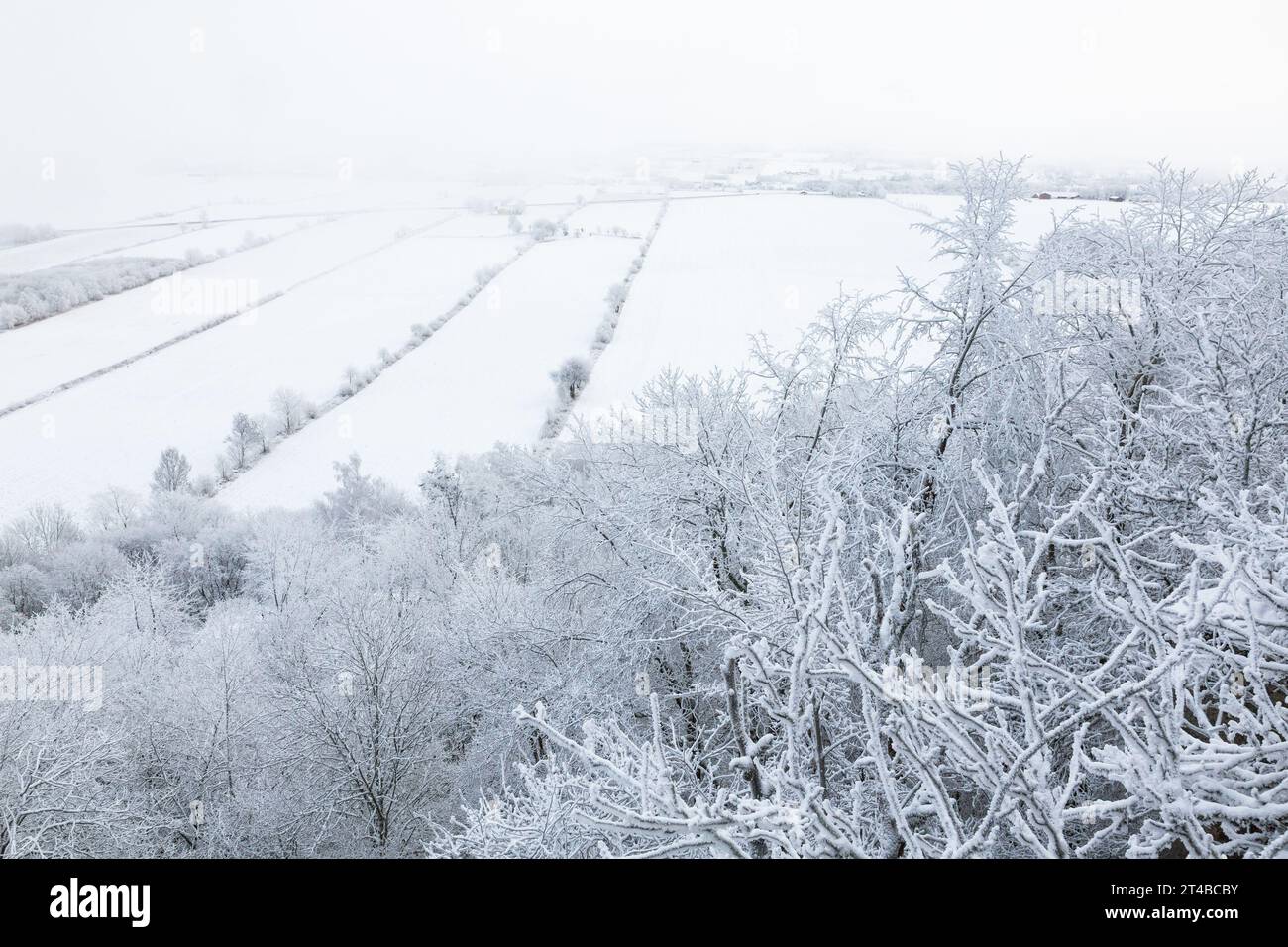 Snowy fields in the valley Stock Photo - Alamy
