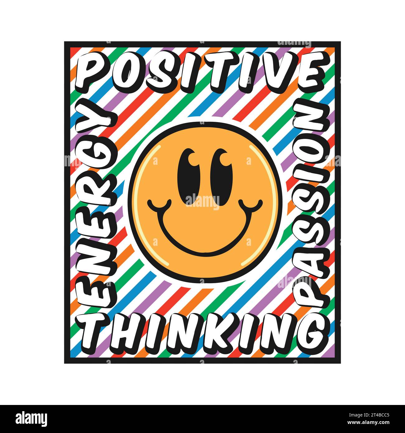 Smile face emoji with positive thinking, passion, energy phrase ...