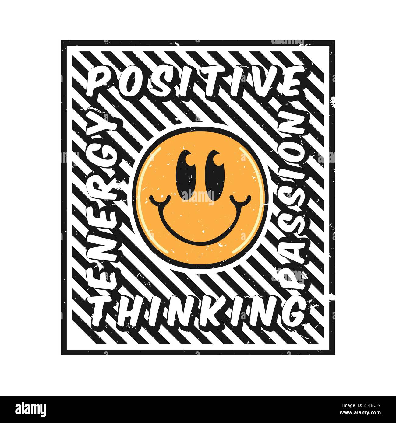 Smile face emoji with positive thinking, passion, energy phrase ...