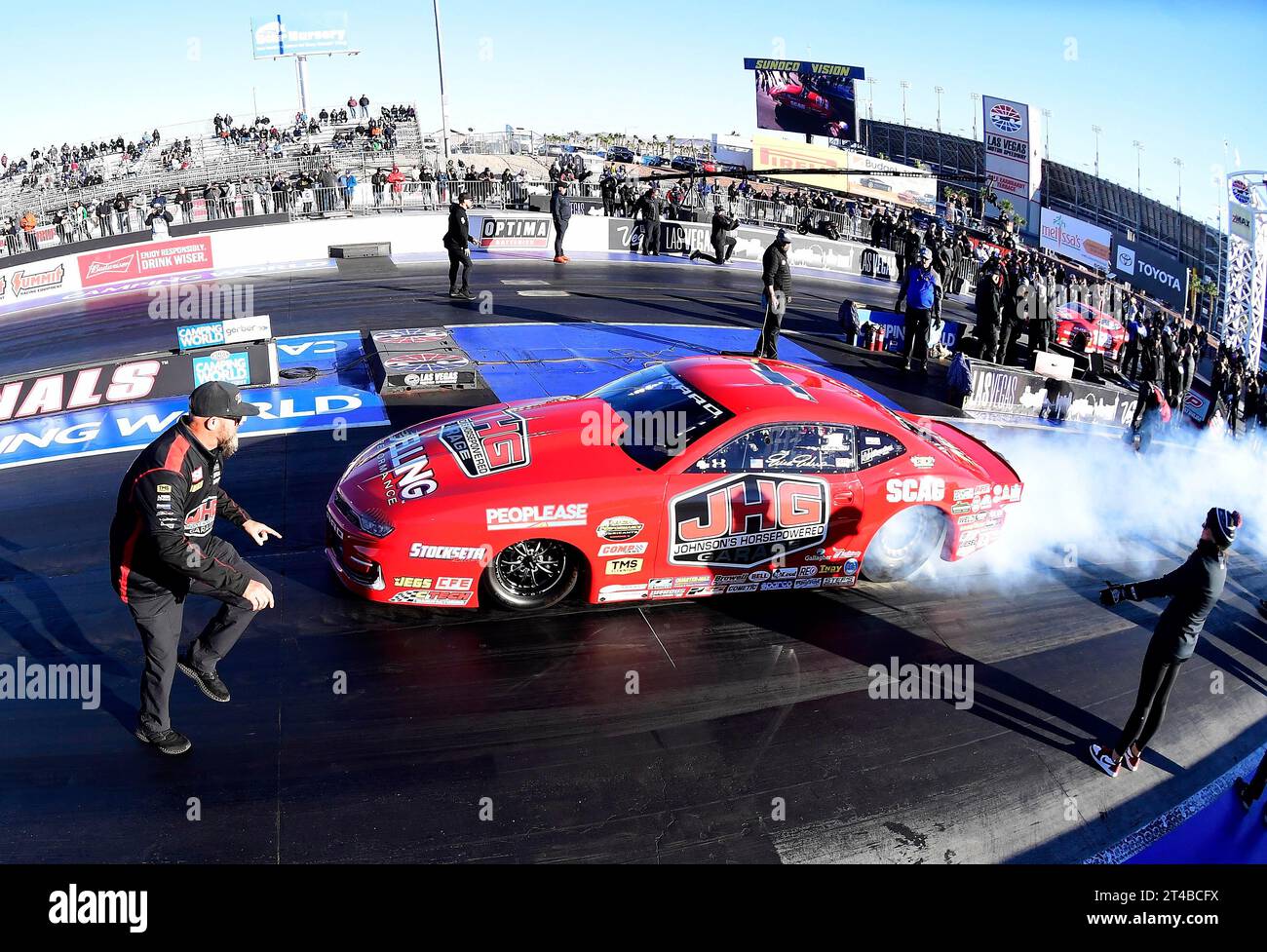 LAS VEGAS, NV - OCTOBER 29: Pro Stock driver Erica Enders does her ...