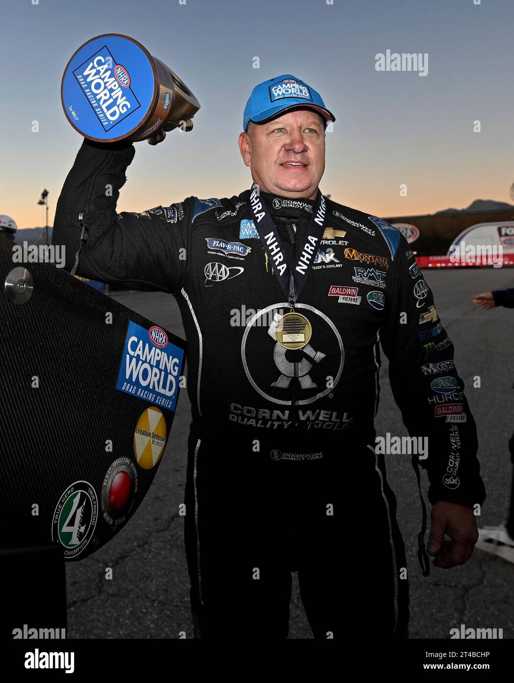 LAS VEGAS, NV - OCTOBER 29: Funny Car driver Robert Hight celebrates ...