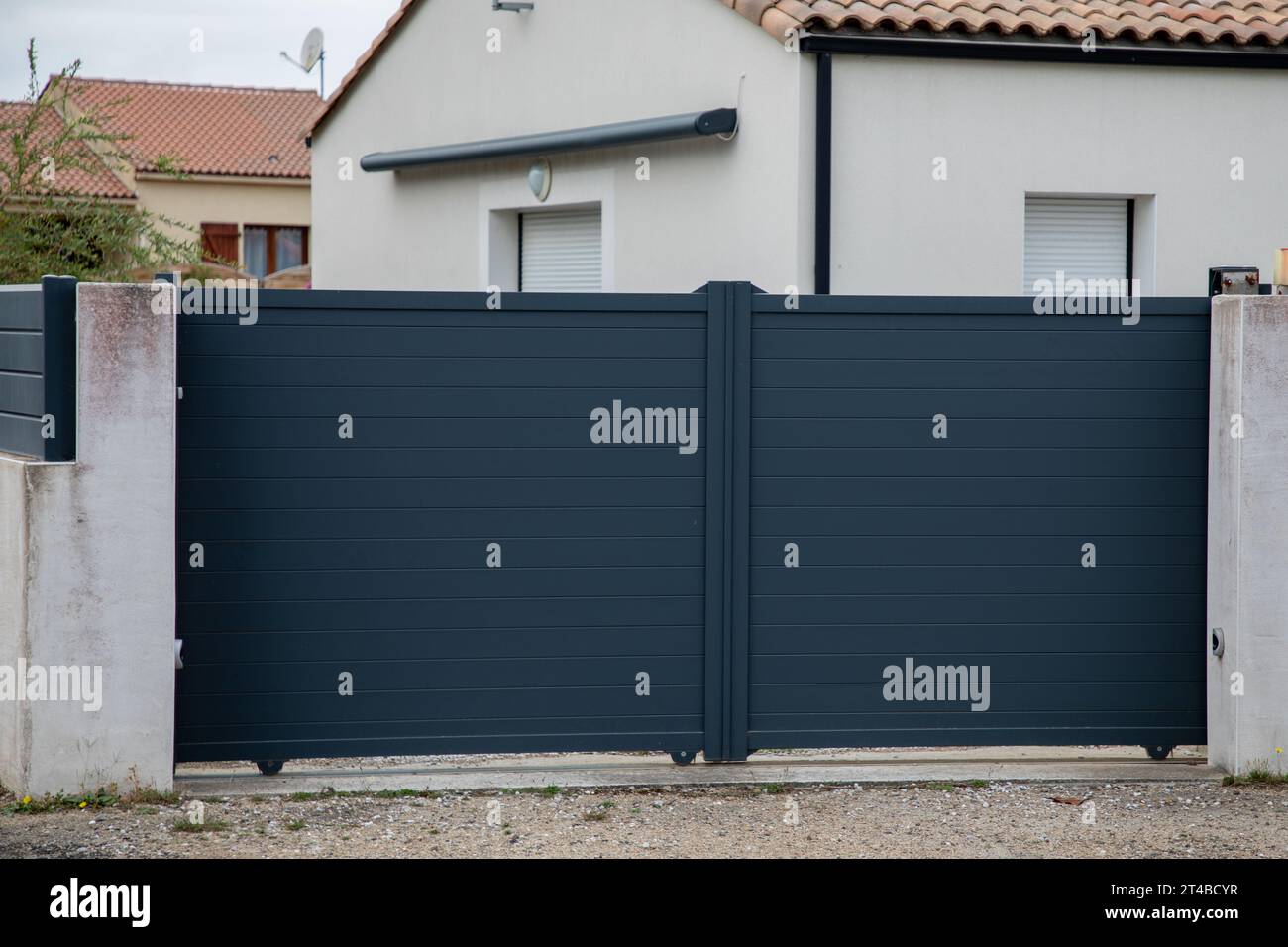 steel modern dark gate aluminum portal grey with blades design of ...