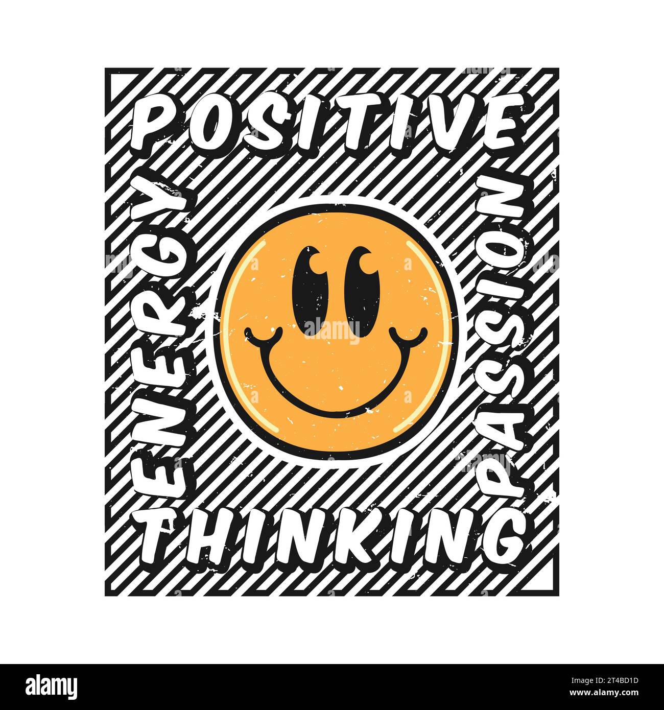 Smile face emoji with positive thinking, passion, energy phrase ...