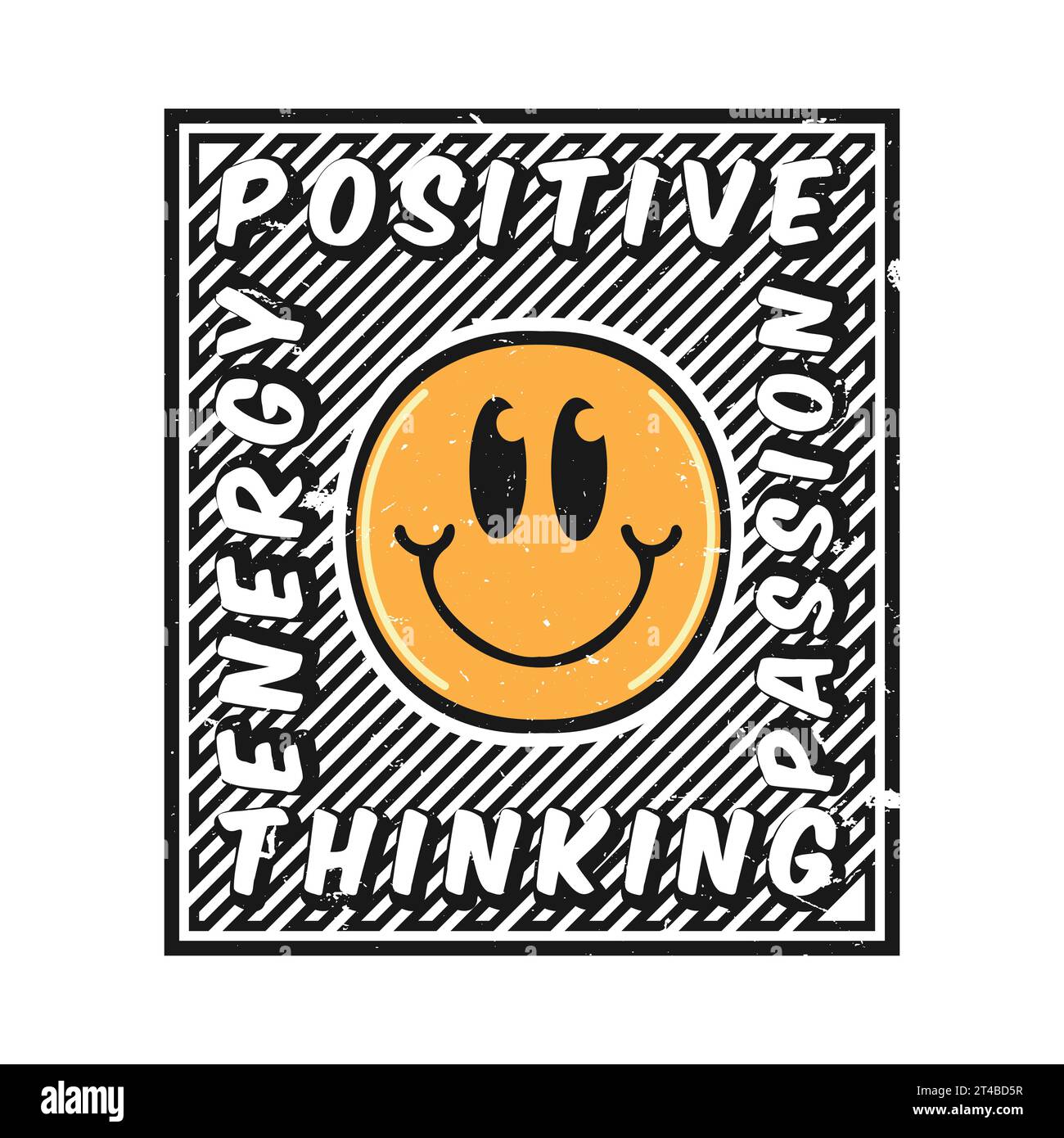 Smile face emoji with positive thinking, passion, energy phrase ...