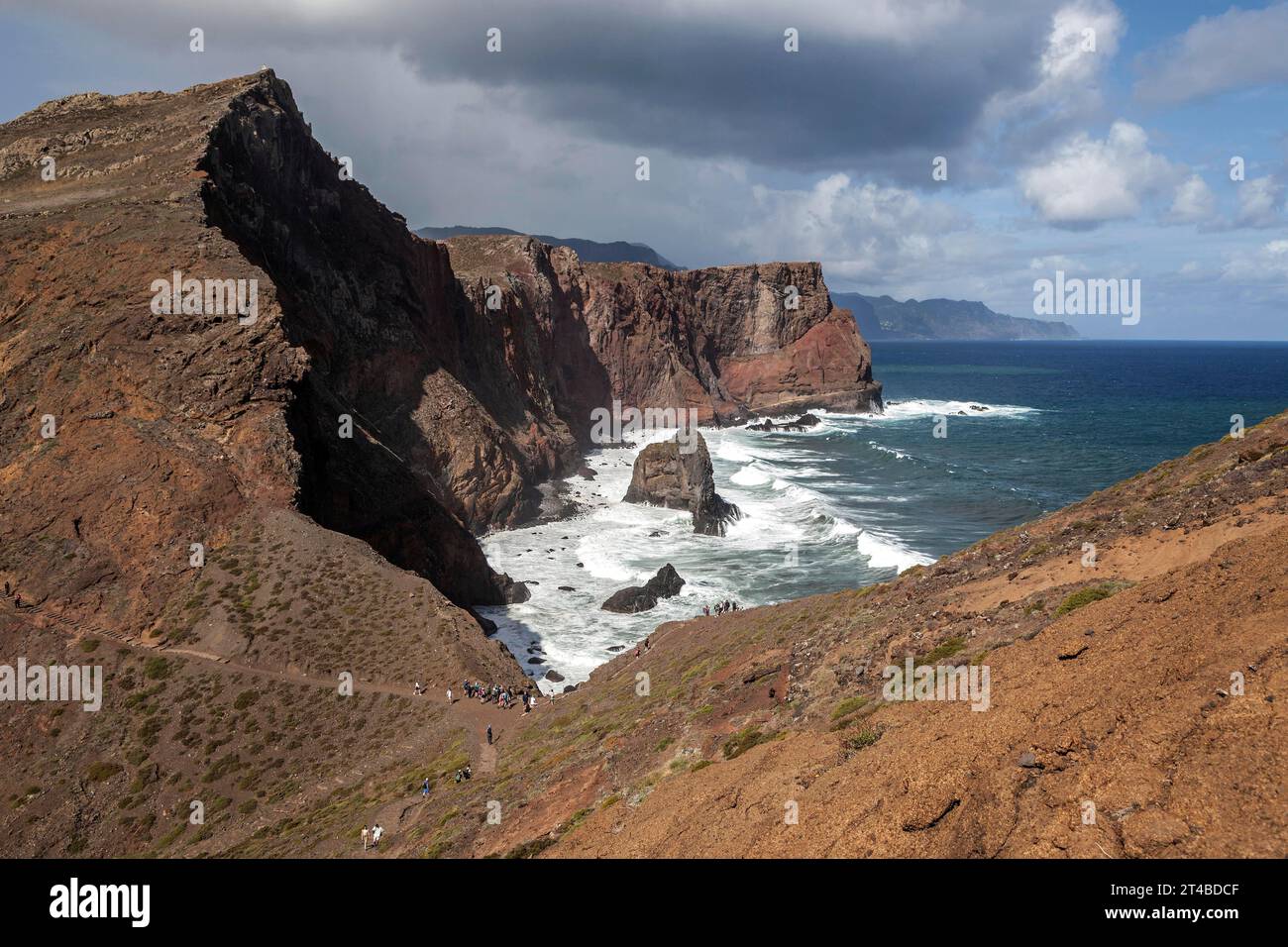 Coastal landscape, cliffs and sea, rugged coast with rock formations ...